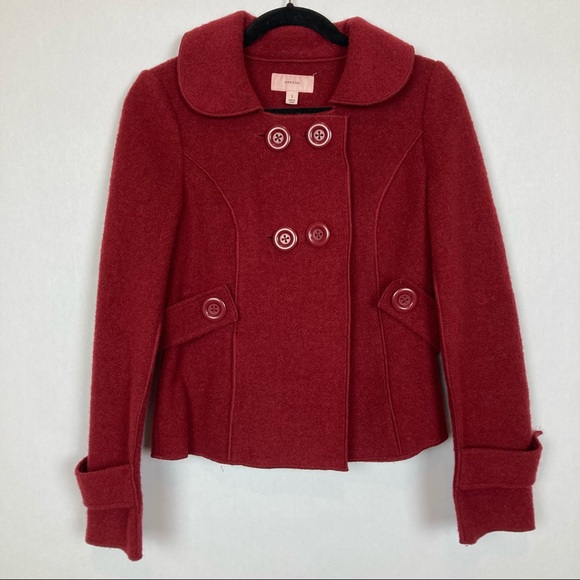 Merona | Jackets & Coats | Merona Red Wool Blend Crop Pea Coat | Poshmark